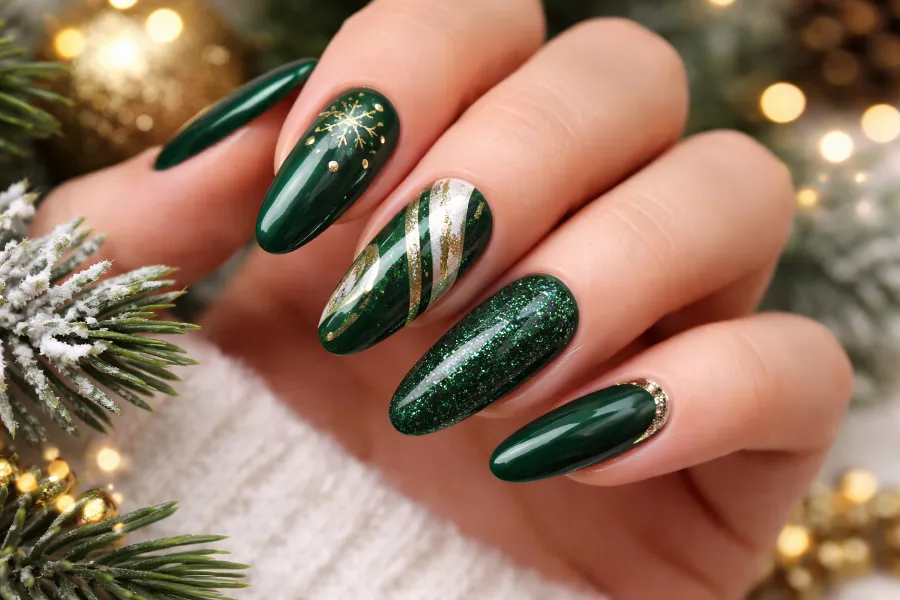 Christmas Nail Designs Green | Nailz In Bloom